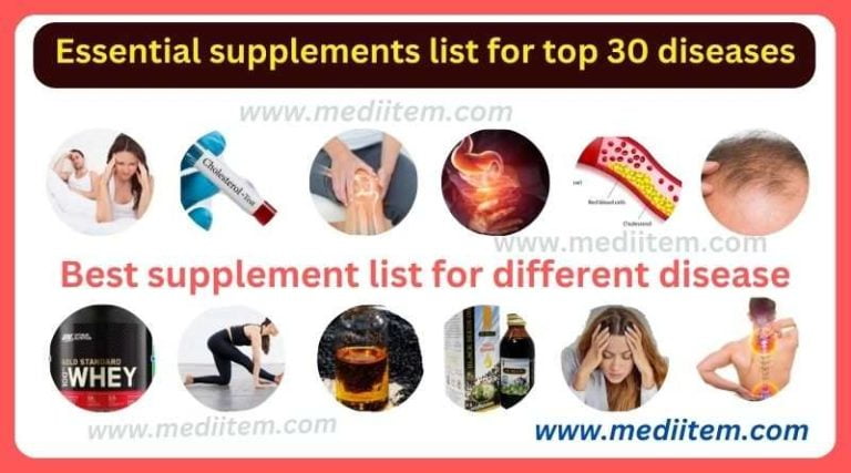 Essential supplements list for top 30 diseases